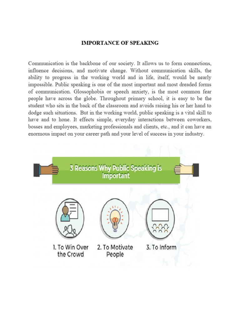 Importance of Speaking | PDF | Public Speaking | Communication