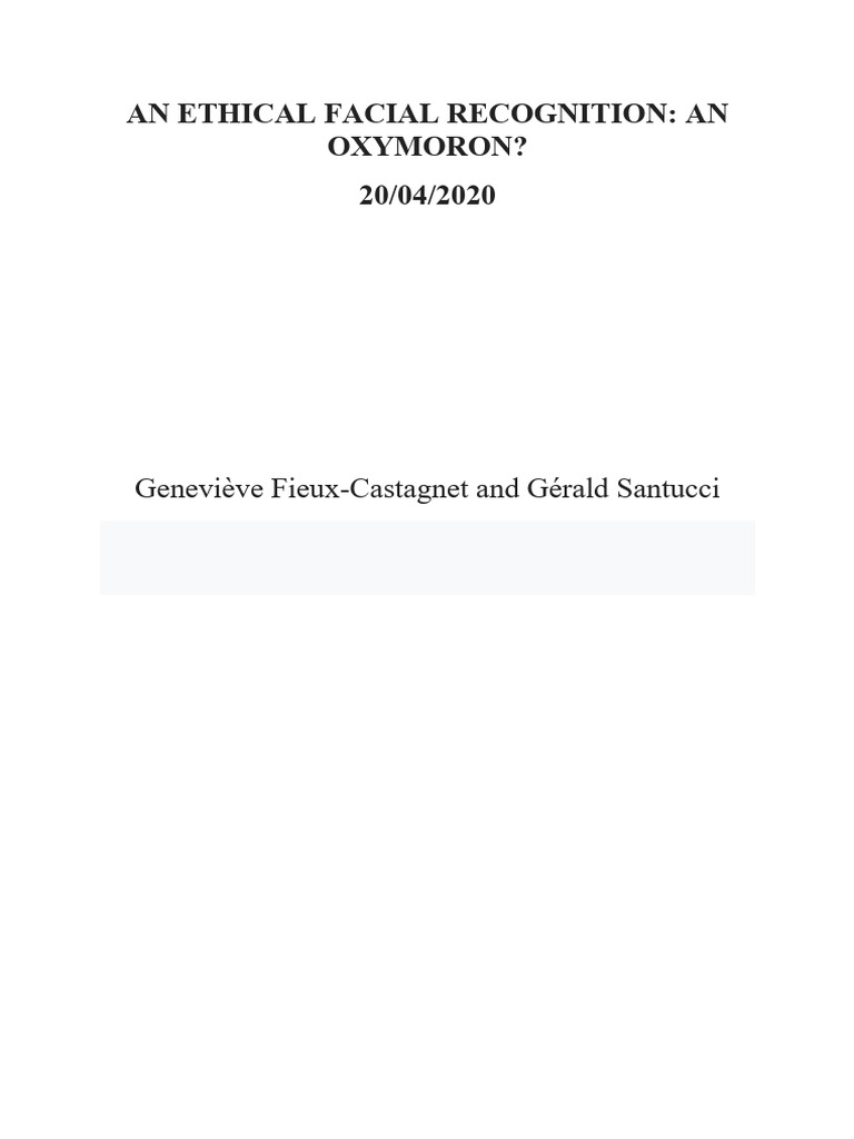 An Ethical Facial Recognition 21 04 20 Pdf Biometrics Surveillance