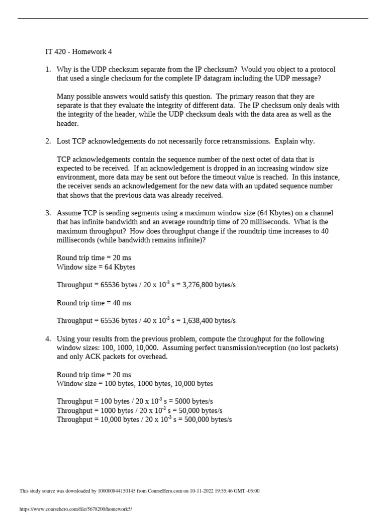 Homework 5 | PDF | Transmission Control Protocol | Computer Science