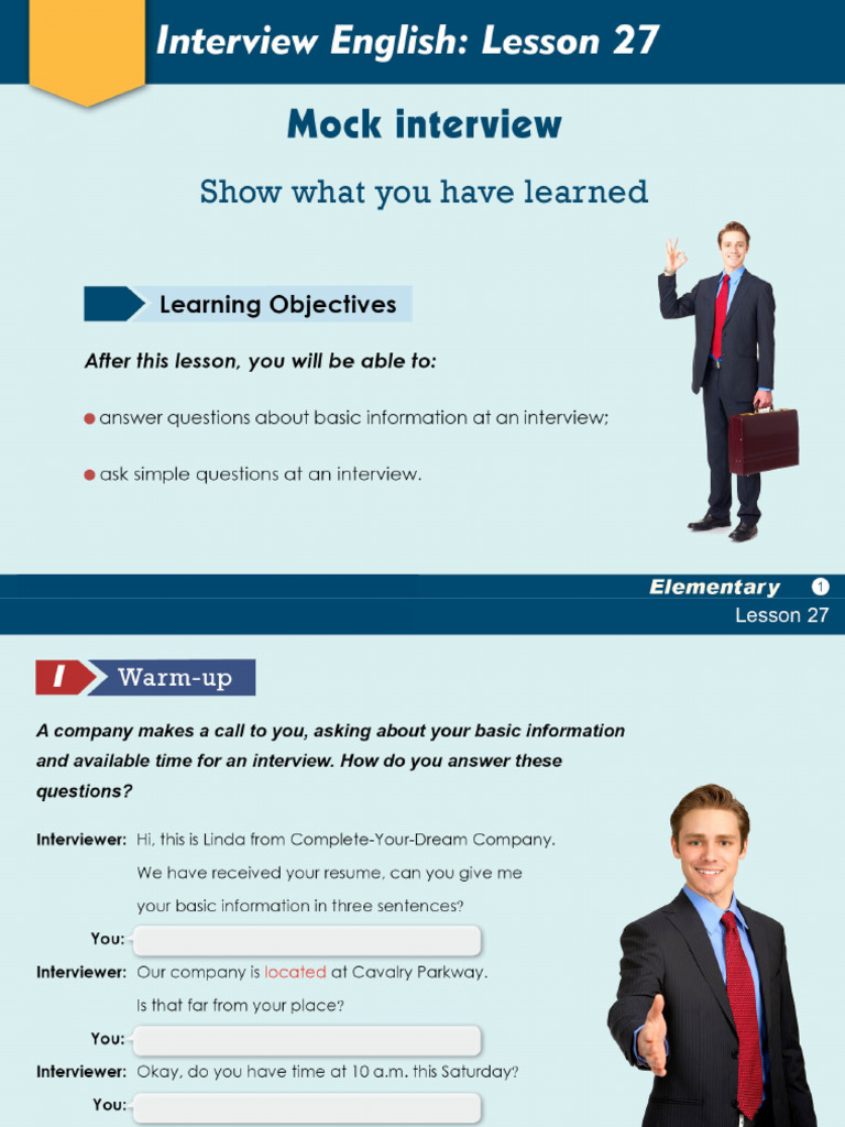 Lesson 27 Mock Interview | PDF