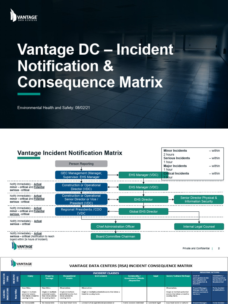 Vantage Data Centre - Incident Notification & Conseqence Matrix ...