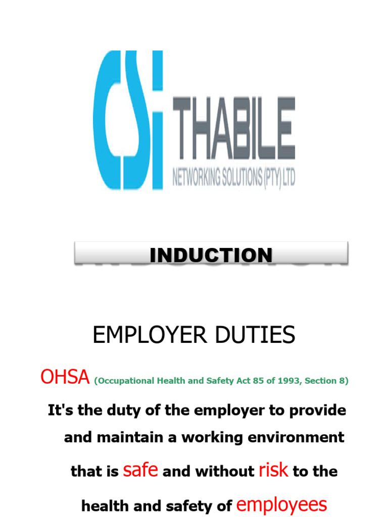 CSI Thabile Induction | PDF | Occupational Safety And Health | Personal ...