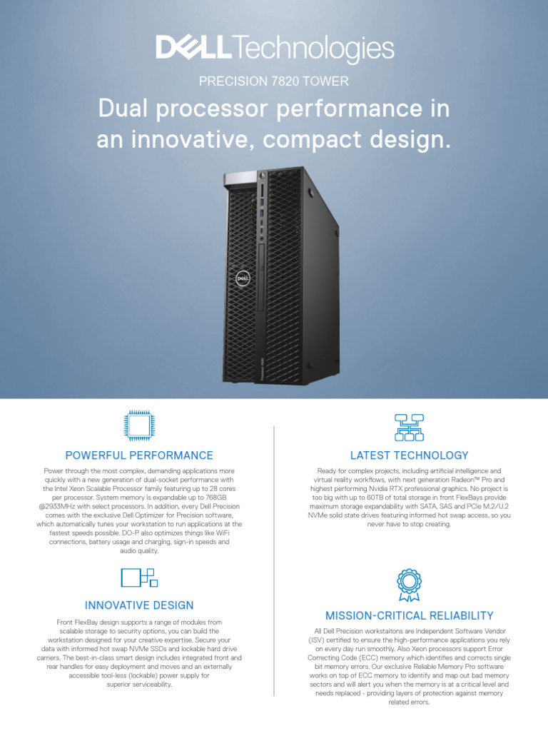 Precision 7820 Tower Spec Sheet | PDF | Solid State Drive | Computer ...