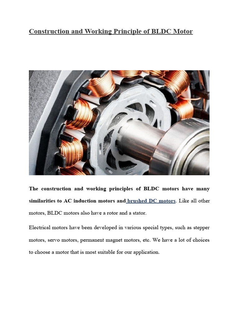 Construction and Working Principle of BLDC Motor | PDF | Electric Motor ...