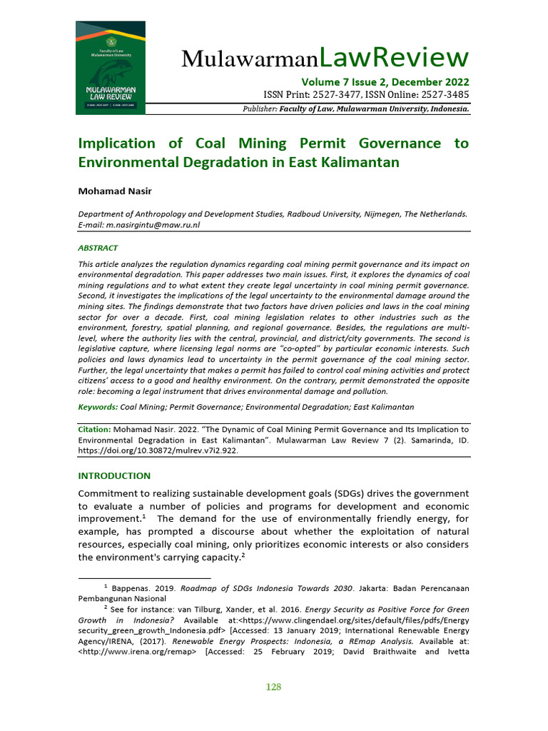 Mulrev Vol 7 Issue 2 Desember 2022 (Article 4) | PDF | Governance | Mining