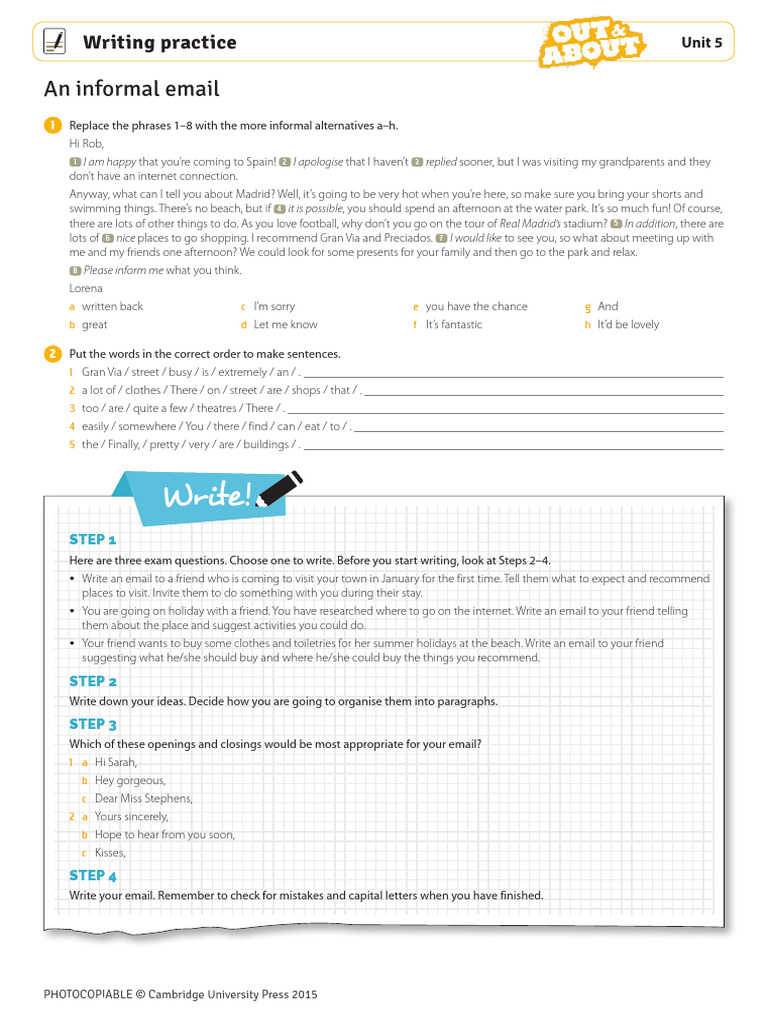 Unit 5 Writing Out and About 2 | PDF