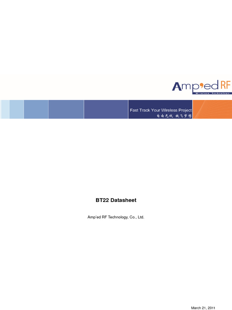 BT22 Datasheet | PDF | Bluetooth | Electronics