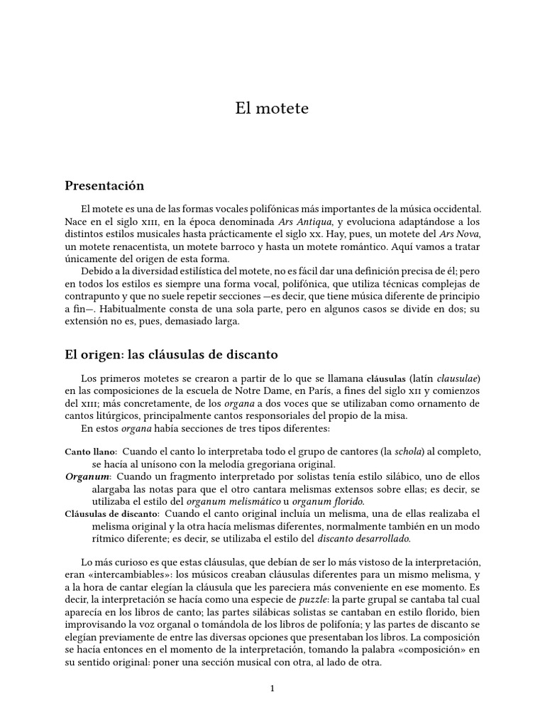 Motete 1 | PDF | Teoría musical | Musicología