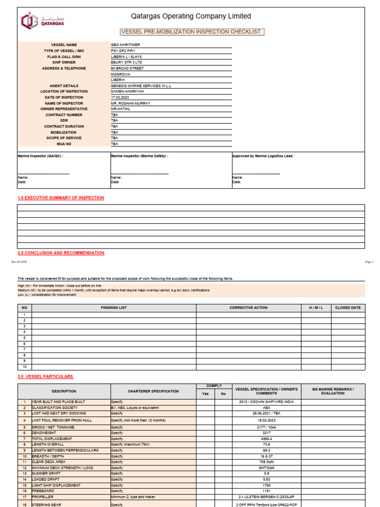 1.appendix 25.32 - Vessel Pre-Mobilization Inspection Checklist (Rev.02 ...