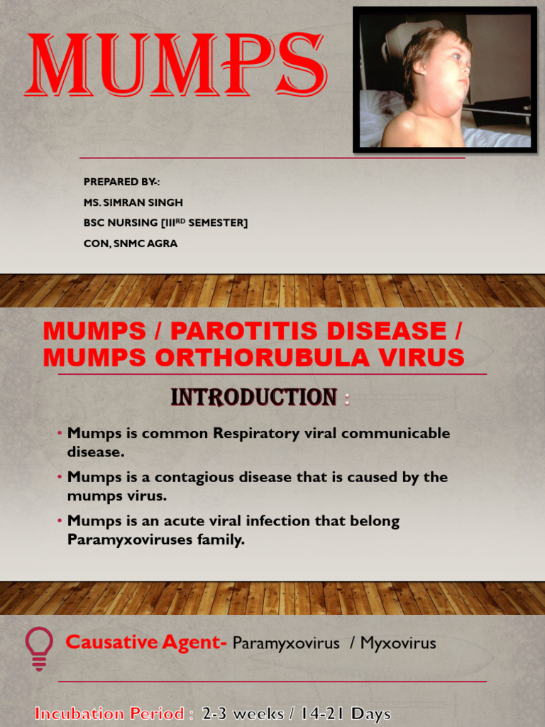 Mumps Presentation | PDF | Animal Diseases | Viral Diseases