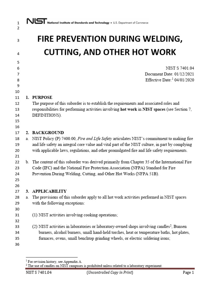 Fire Prevention in NIST Hot Work | PDF | Fires | Safety