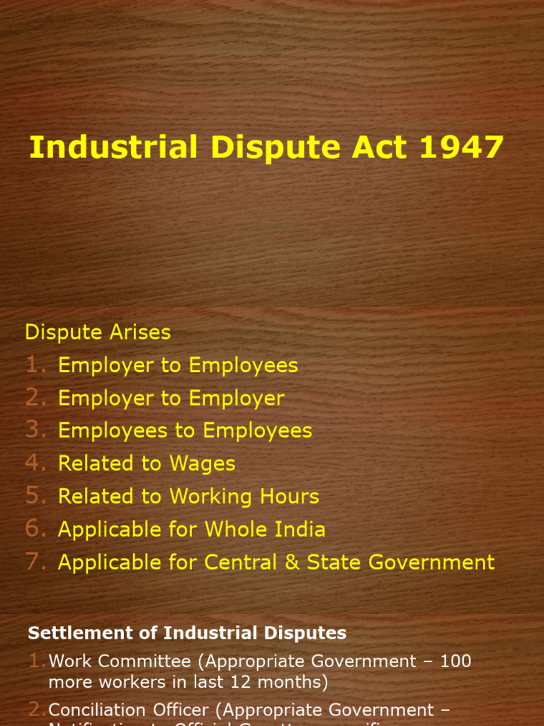Industrial Dispute Act 1947 | PDF | Strike Action | Employment