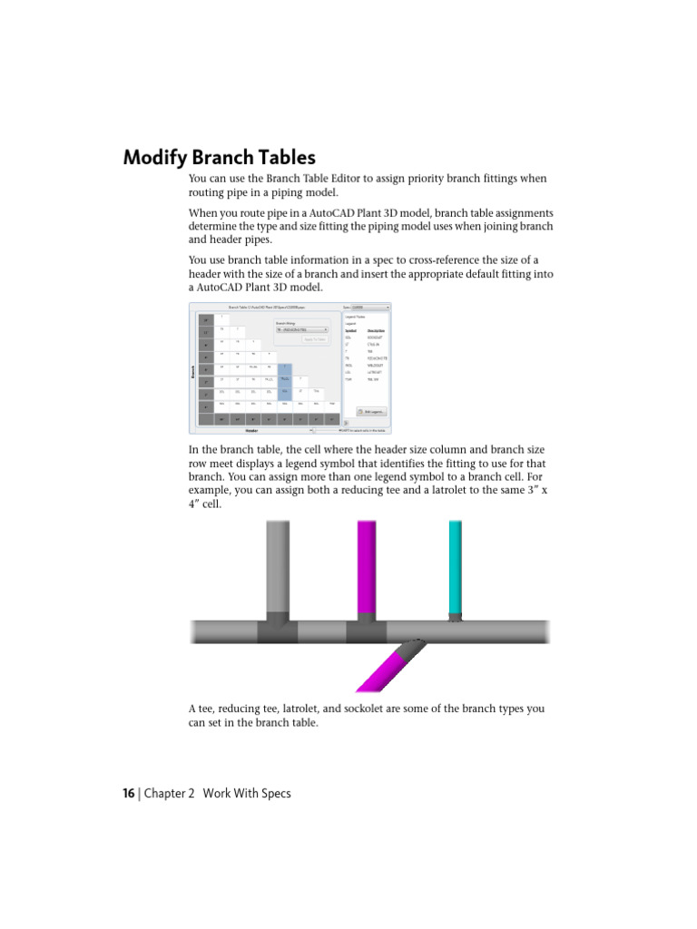 Branch Table Configuration in Plant 3D | PDF