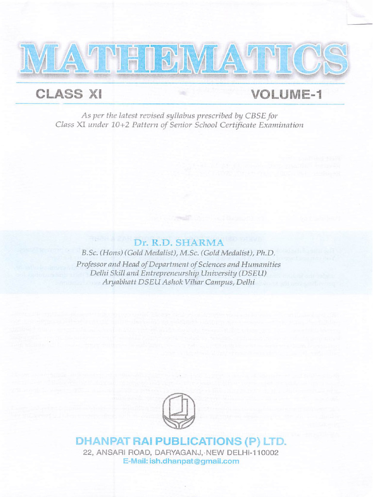 RD Sharma Maths Class 11 Volume 1 2023-2024 | PDF | Trigonometric ...