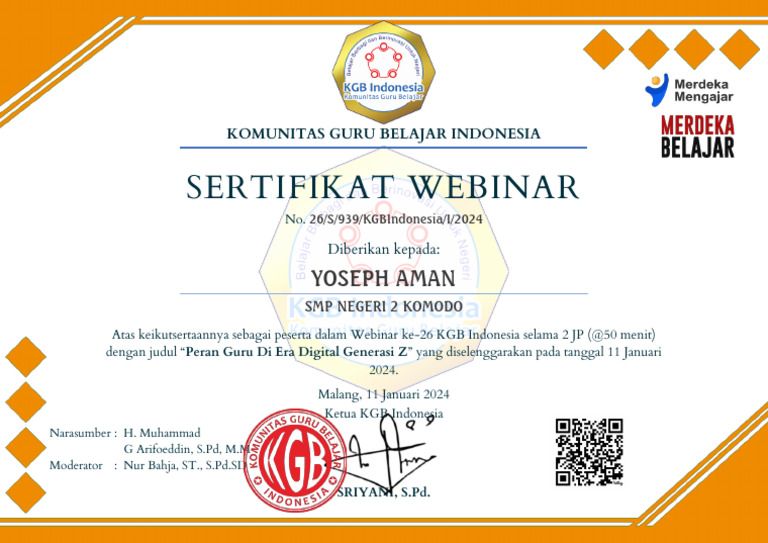 Sertifikat Webinar 26 - YOSEPH AMAN | PDF