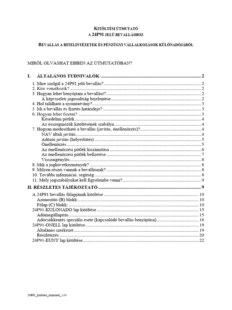24P91 Kitöltési Útmutató | PDF