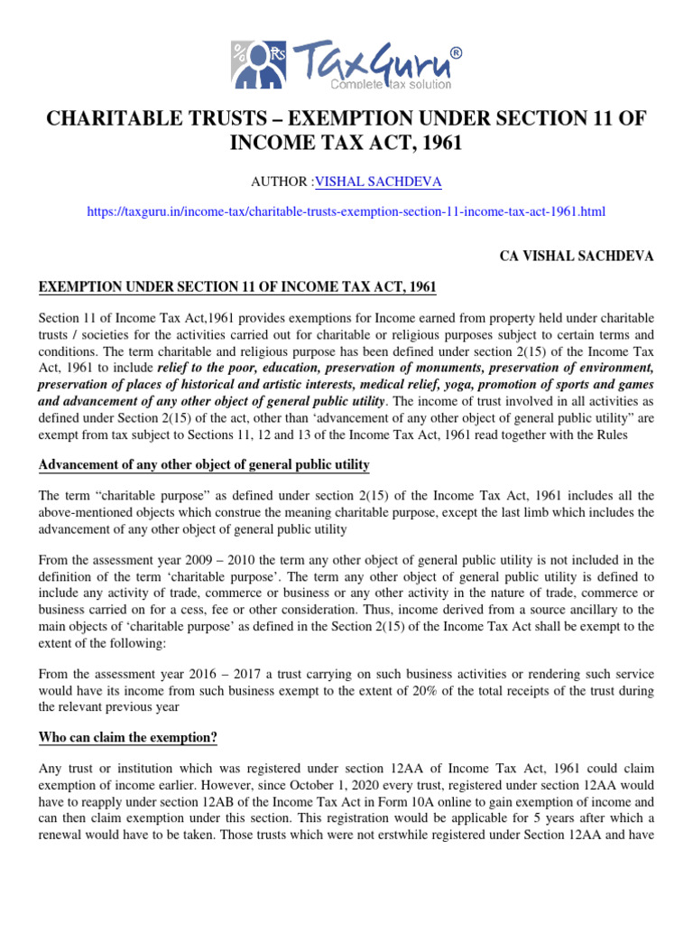 Charitable Trust Tax Exemption Guide | PDF | Trust Law | Tax Exemption