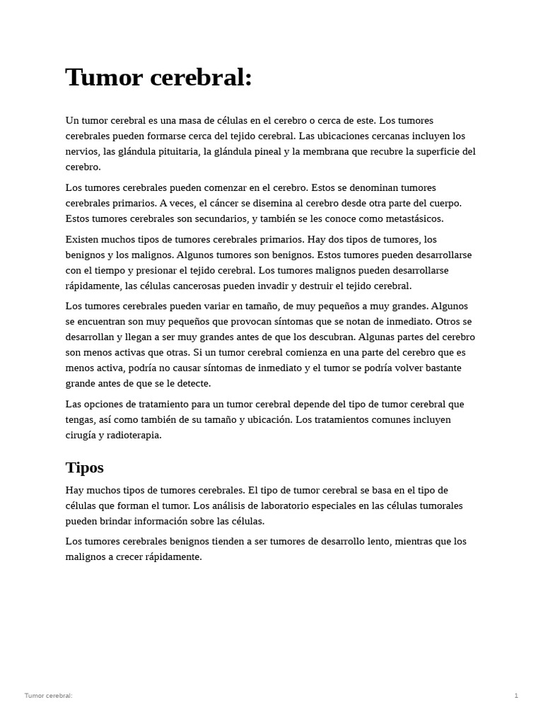 Tumor Cerebral | PDF | Cáncer | Tumor cerebral