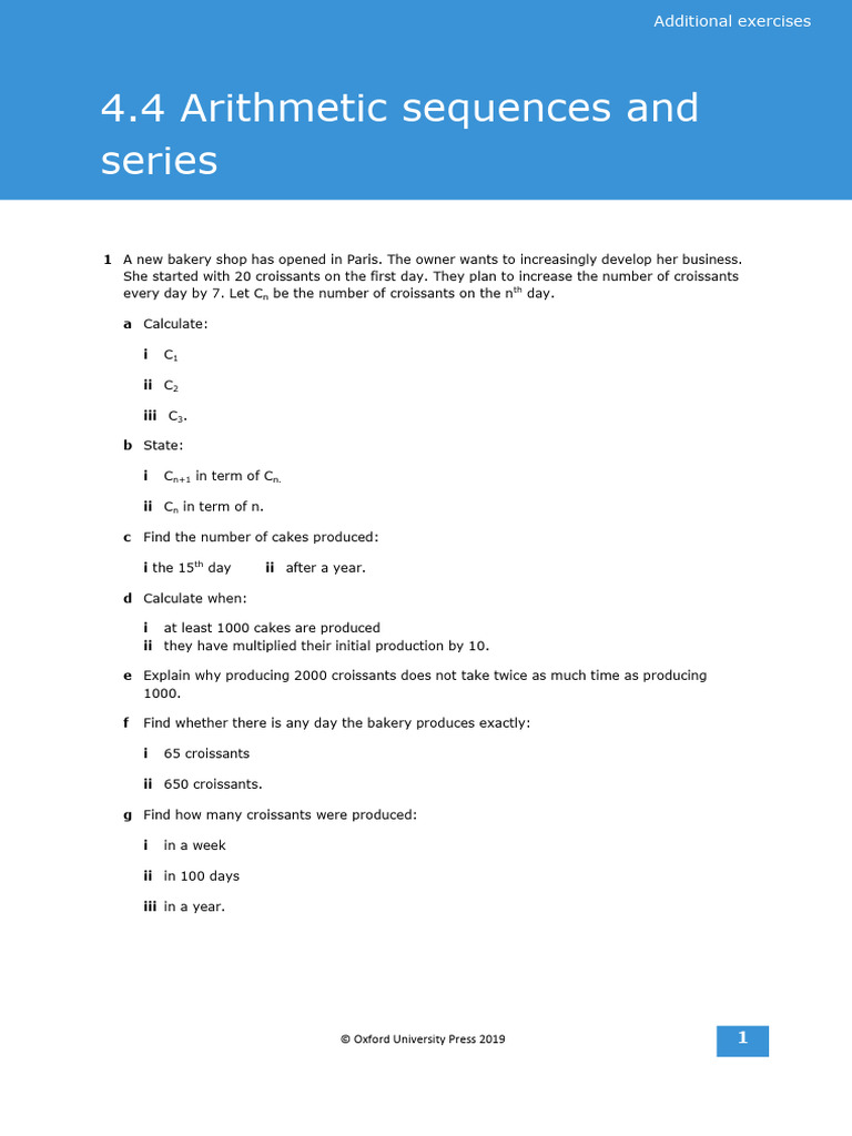 Arithmetic Sequences for Bakery Business | PDF | Interest | Mathematics