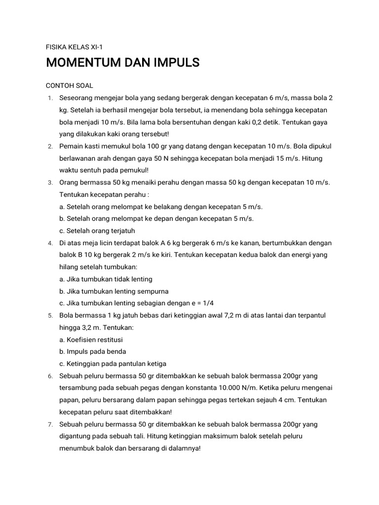 Momentum Dan Implus (11-1) | PDF