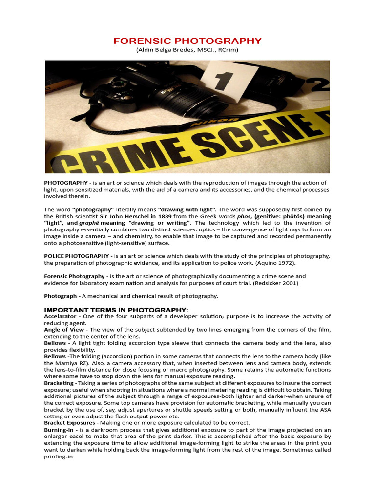 Forensic Photography | PDF | Camera | Exposure (Photography)