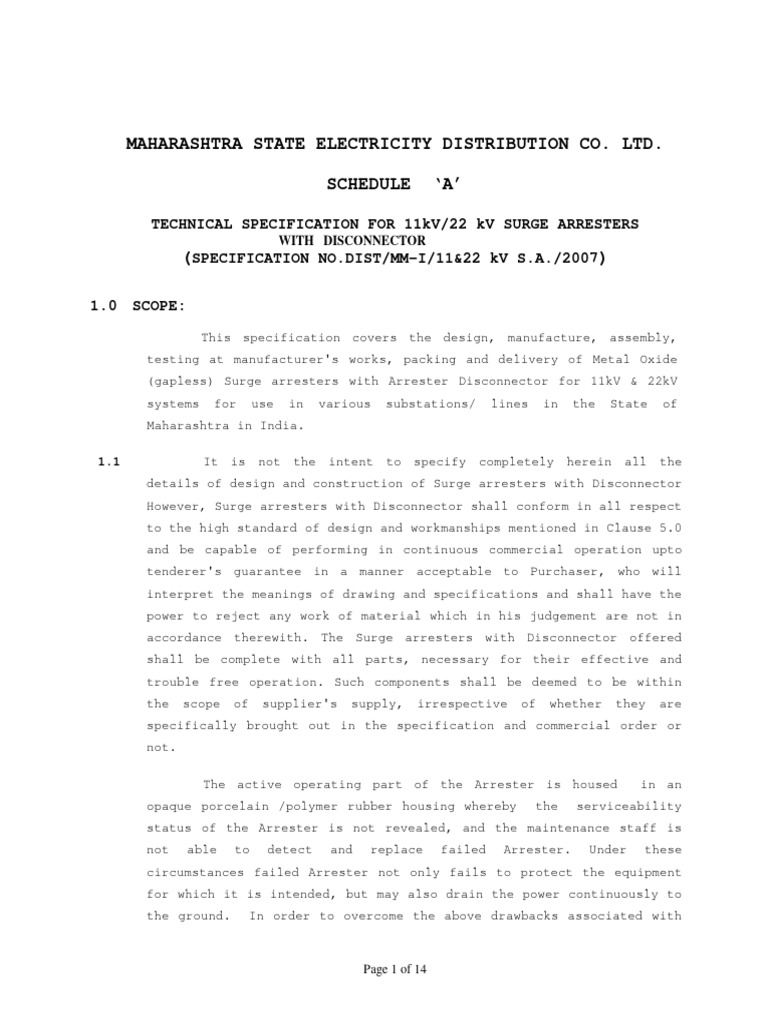 11and-22-Kv - LA 0307 Correctn Final | Download Free PDF | Specification (Technical Standard ...