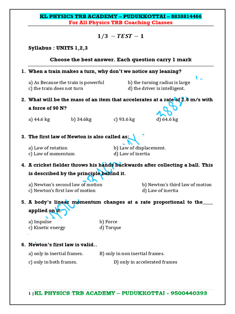 Units - 1,2,3 - 104412 | PDF | Friction | Collision