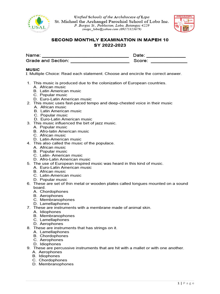 2nd Monthly EXAM in MAPEH 10 | PDF | Flexibility (Anatomy)