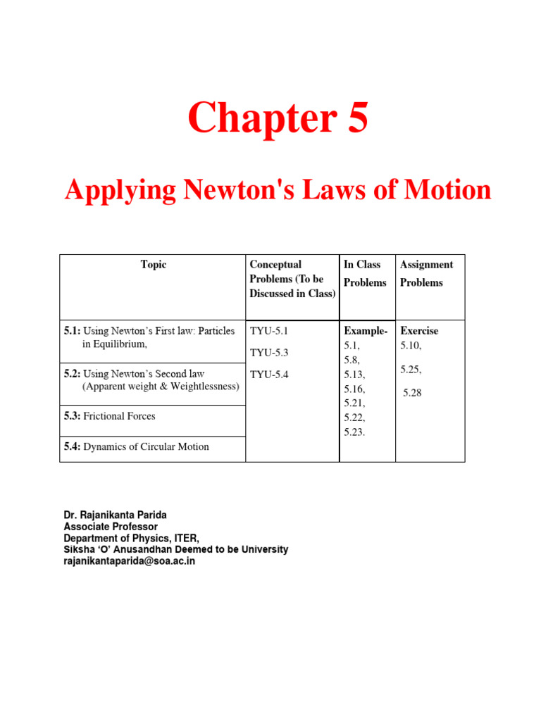 Chapter - 5 - Applying Newton's Laws of Motion - R K Parida | PDF ...