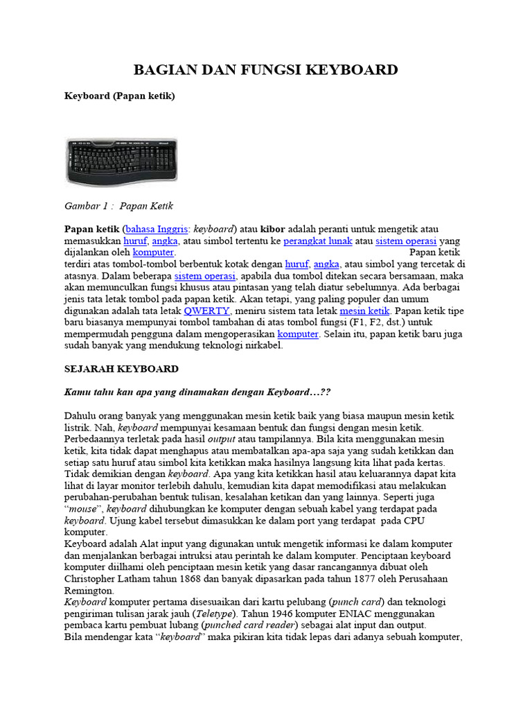 BAGIAN DAN FUNGSI Papan Keayboard | PDF