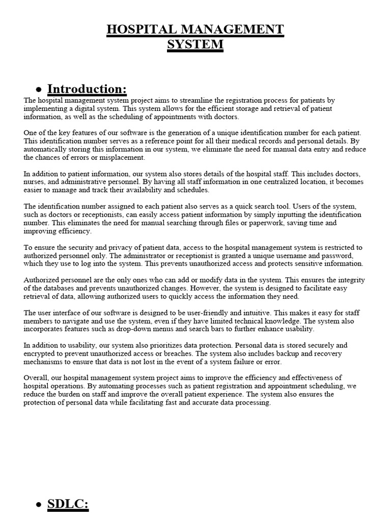 Hospital Management System | PDF | Mac Os | Hospital