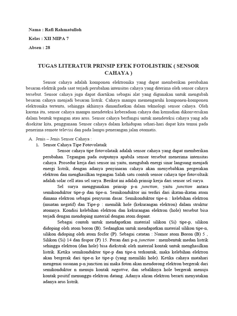 Tugas Uprak Fisika Sensor Cahaya | PDF