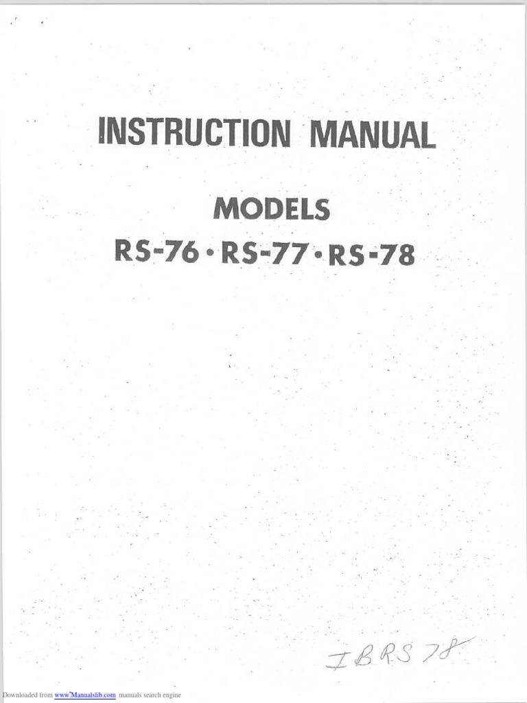 Riccar RS76/77/78 Sewing Machine Instruction Manual | PDF