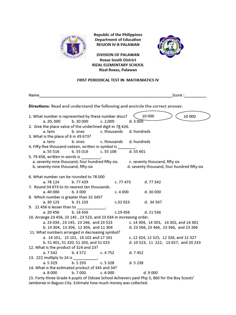 PT - Math 4 - Q1 | PDF