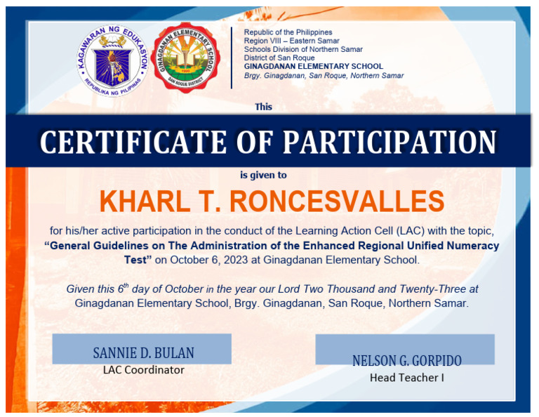 Lac Certificate Participant | PDF