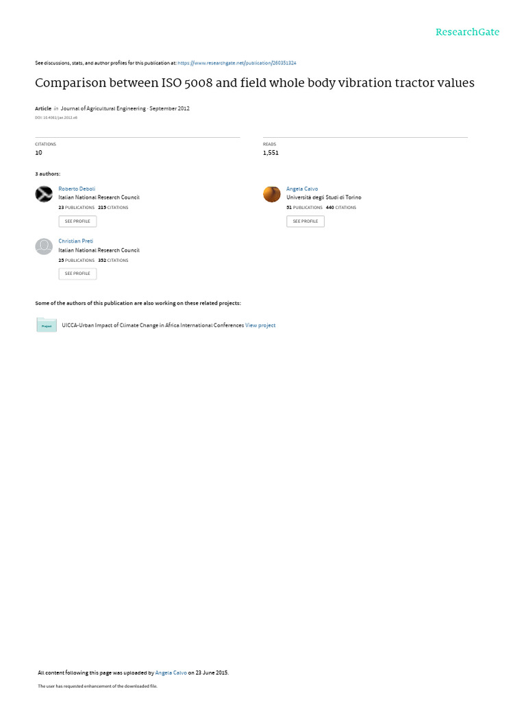 Comparison Between ISO 5008 and Field Whole Body V | PDF | Tractor ...