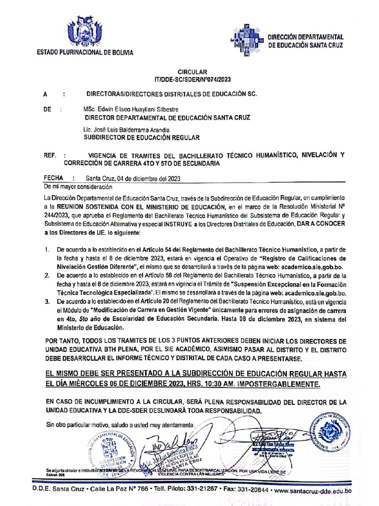 Circular SDER 074 | PDF