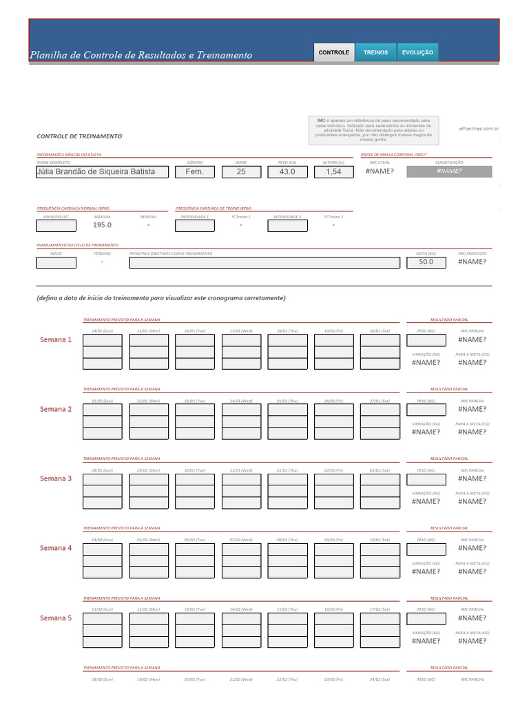 Controle de Resultados e Treinamento | PDF | Índice de massa corporal ...