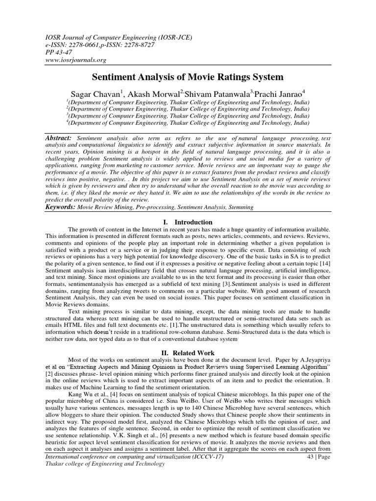 Sentiment Analysis of Movie Ratings Syst | PDF | Part Of Speech | Word