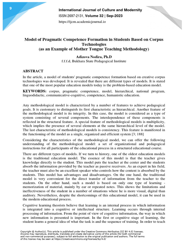 Model of Pragmatic Competence Formation in Students Based On Corpus ...