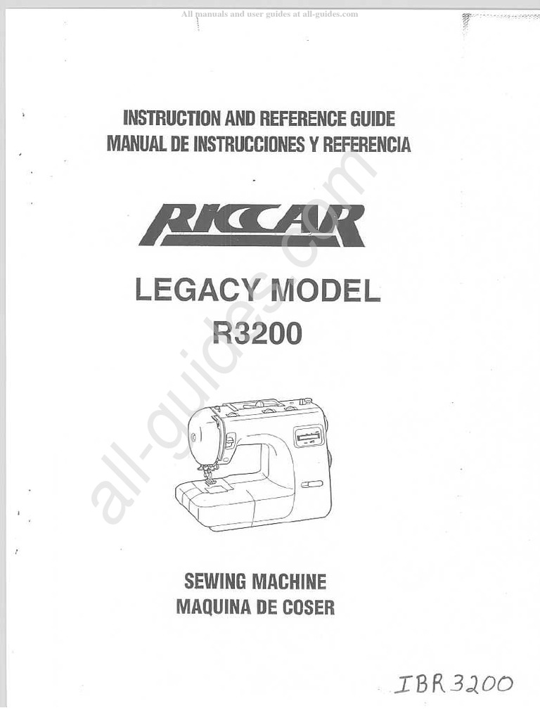 Riccar R3200 Sewing Machine Instruction Manual | PDF