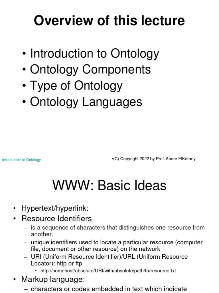 Week6 Lect1 Intro To Ontology | PDF | Resource Description Framework ...