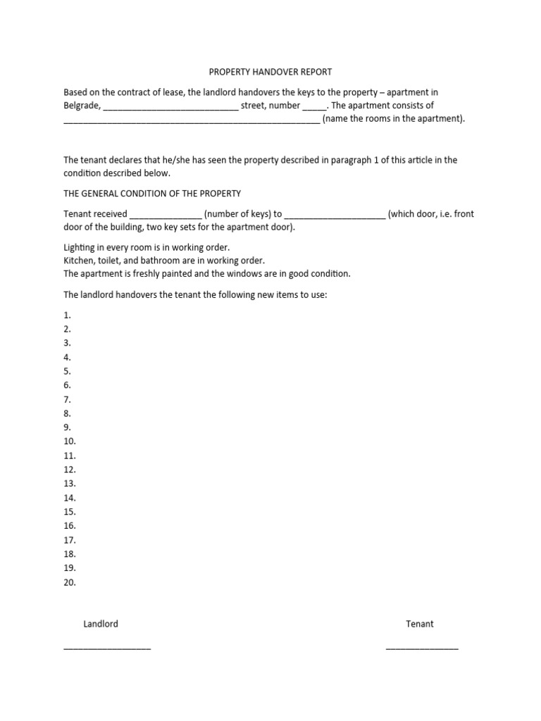 Property Handover Report | PDF | Home & Garden | Technology & Engineering