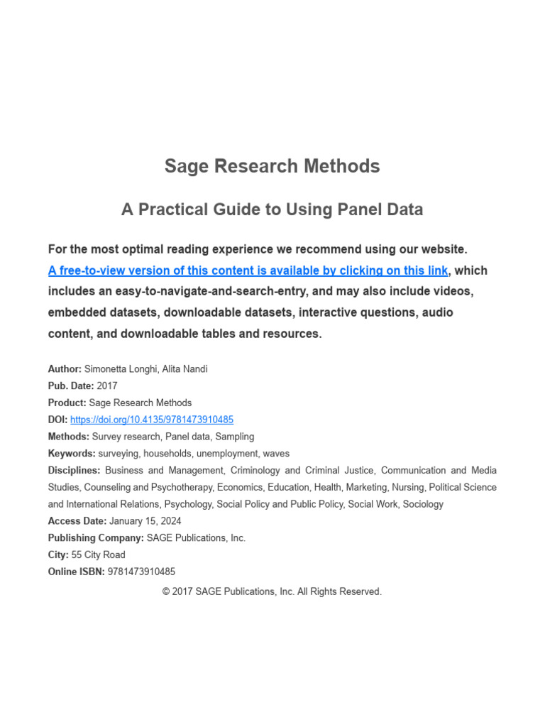 A Practical Guide To Using Panel Data | PDF | Sampling (Statistics ...