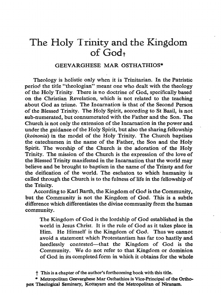 Holy Trinity and the Kingdom of God | PDF | Trinity | Incarnation ...