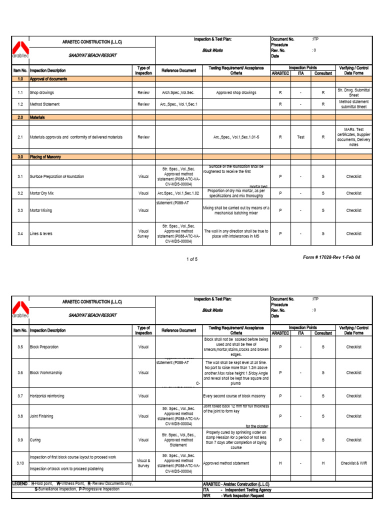 08-Saadiyat Itp (Block Works) New | PDF | Building | Building Engineering