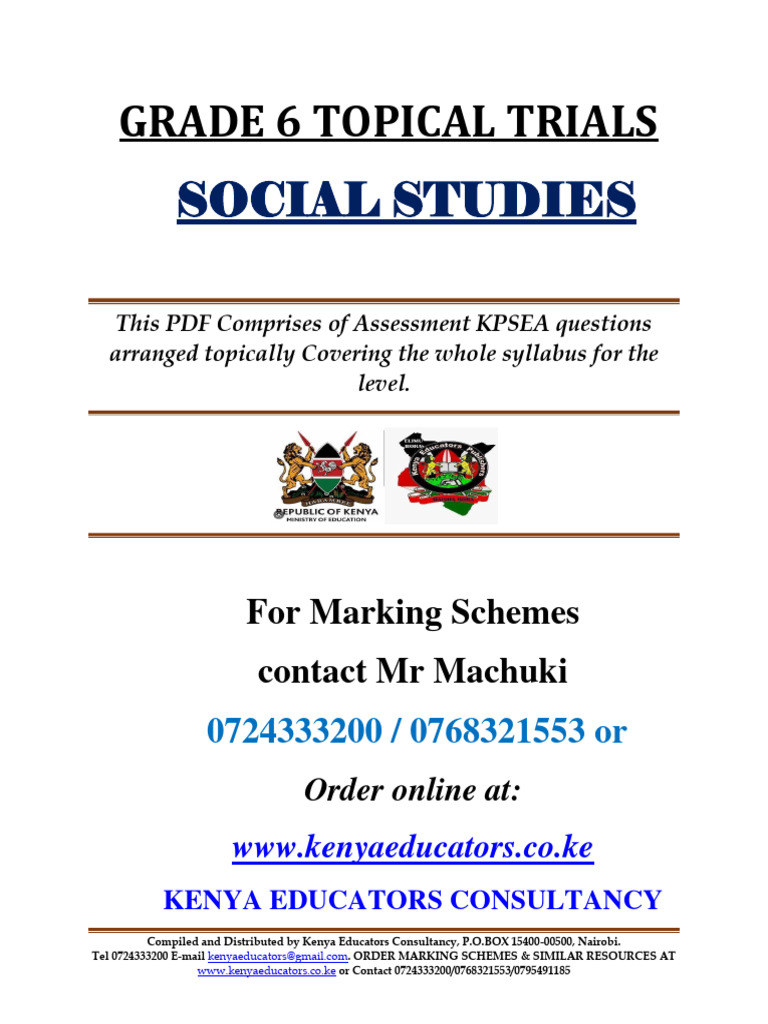 Grade 6 Social Studies Topical Questions | PDF | Kenya | East Africa