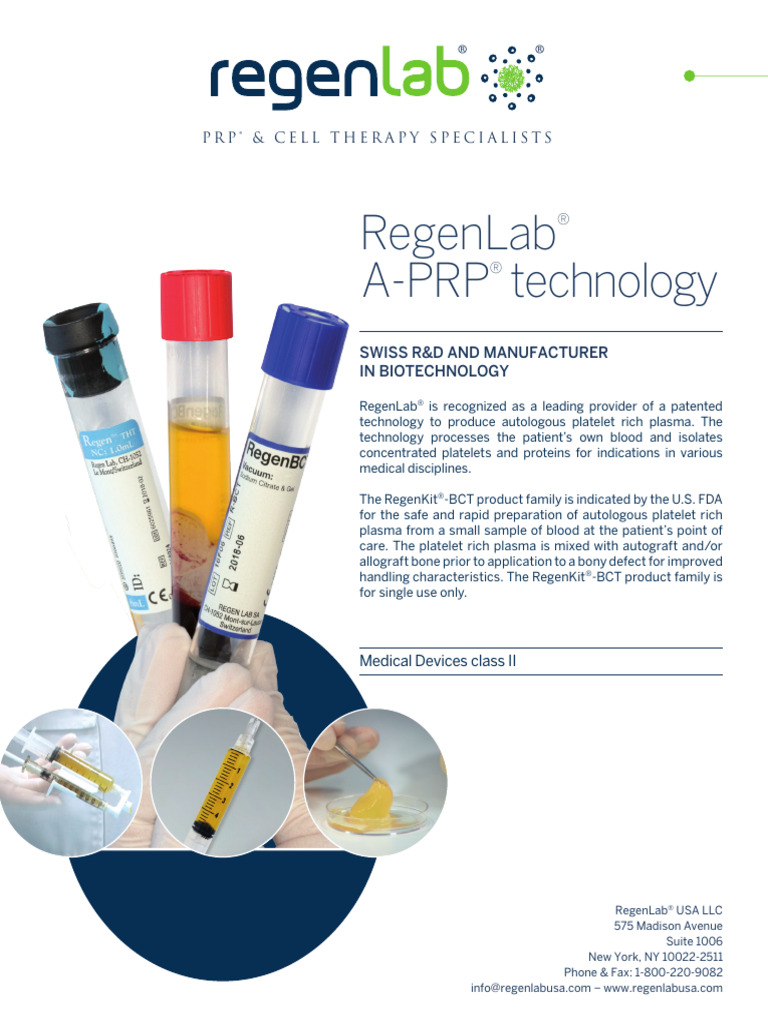 RegenLab Product Overview | PDF | Coagulation | Platelet