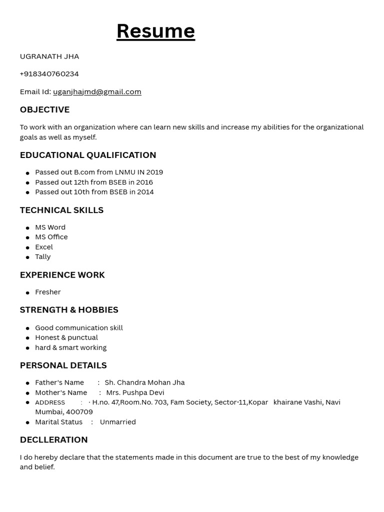 Resume: Objective | PDF