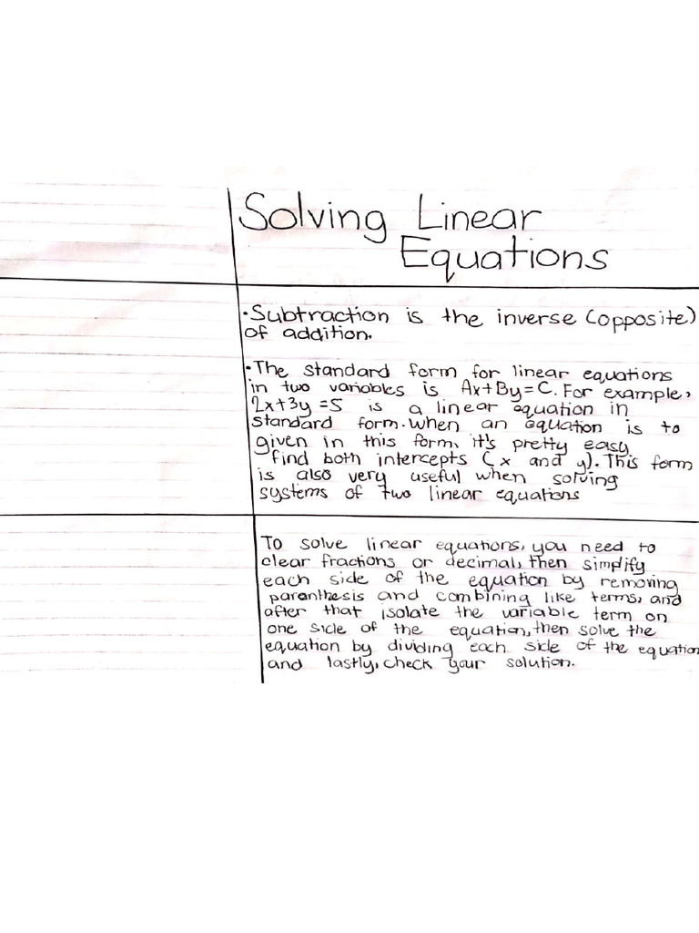 Notes For Linear Equation | PDF